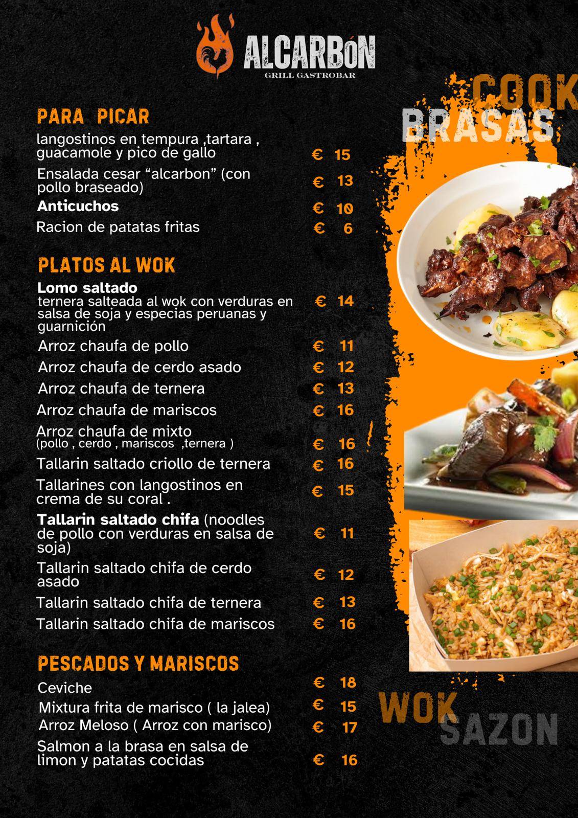 Carta de Al Carbón Restaurante, Salamanca