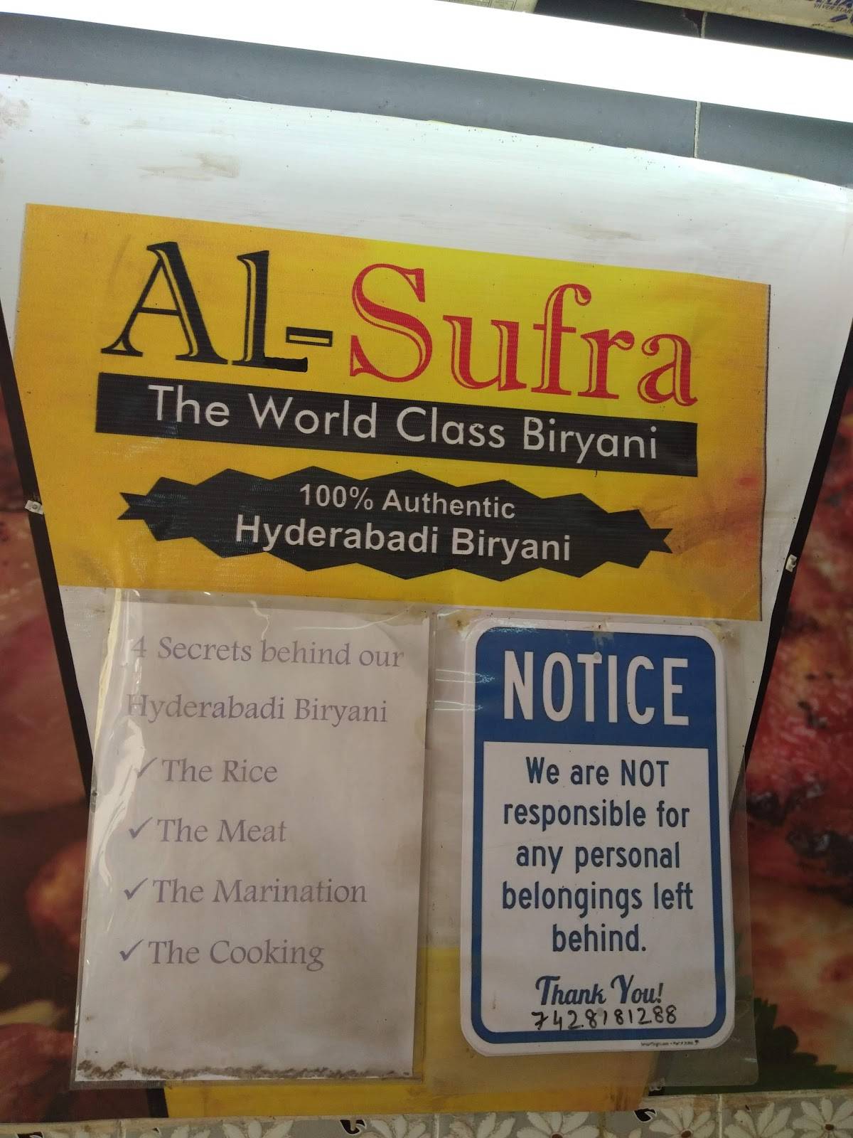 Menu at AL-SUFRA HYDERABADI BIRYANI, New Delhi