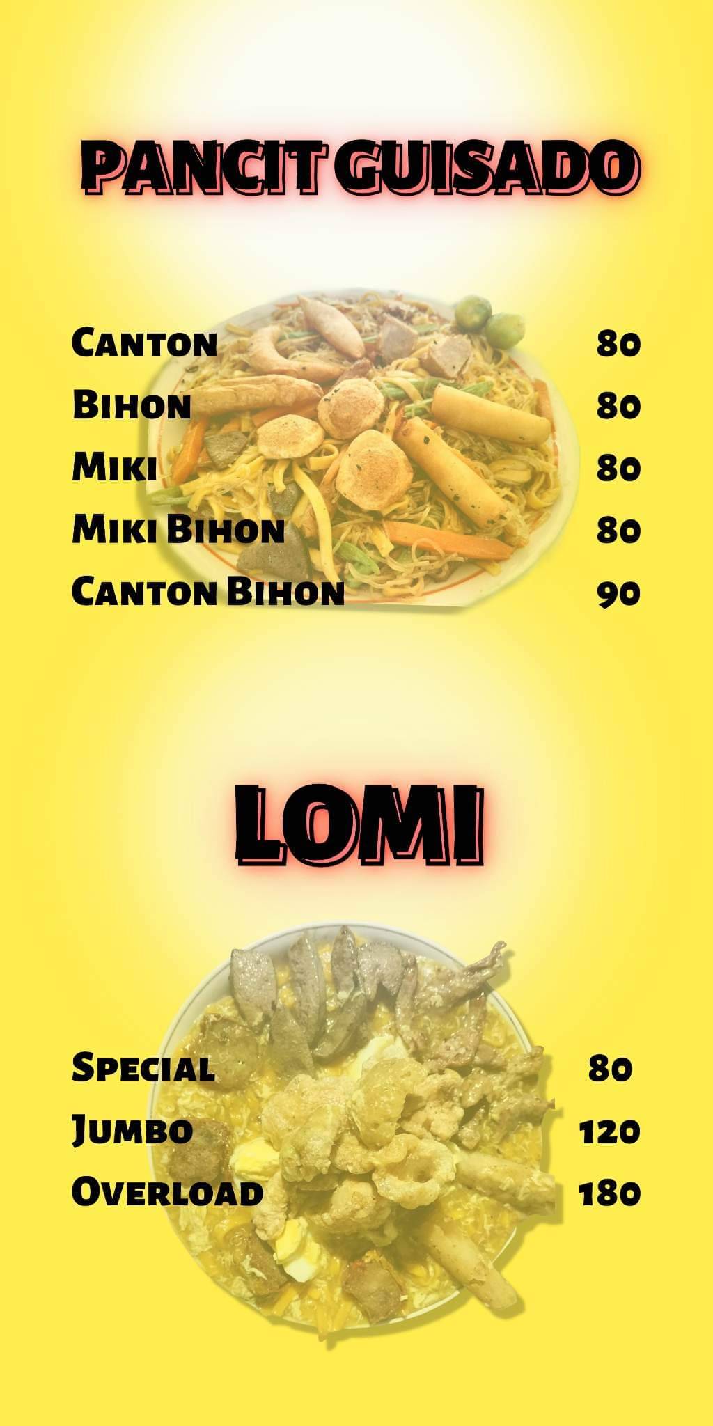 Carta del restaurante ALEMS PARESAN CARINDERIA, Batangas