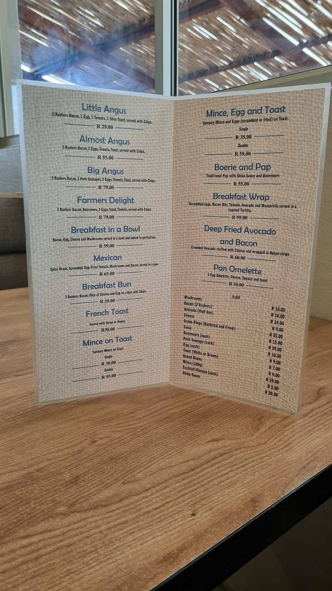 Menu at ANGUS GRILL restaurant, Boksburg