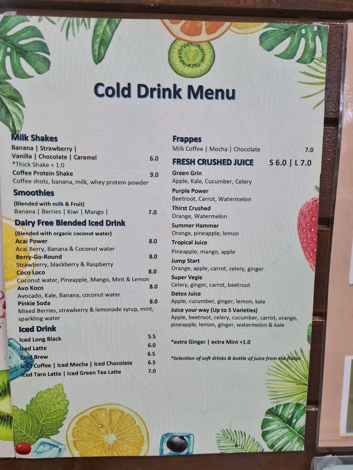Menu at ARC Cafe, Parramatta