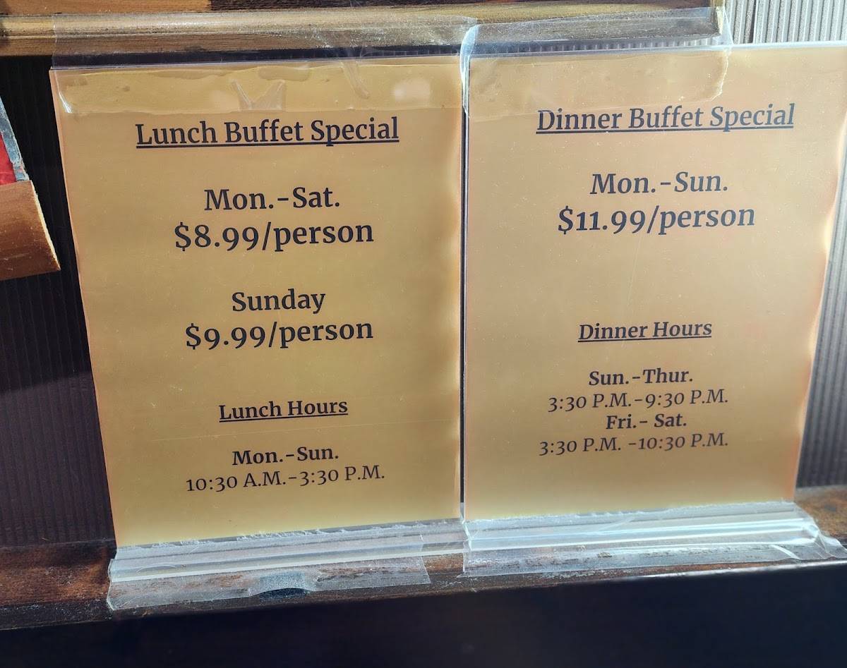 Menu at ASIAN GRILL BUFFET restaurant, Tiffin