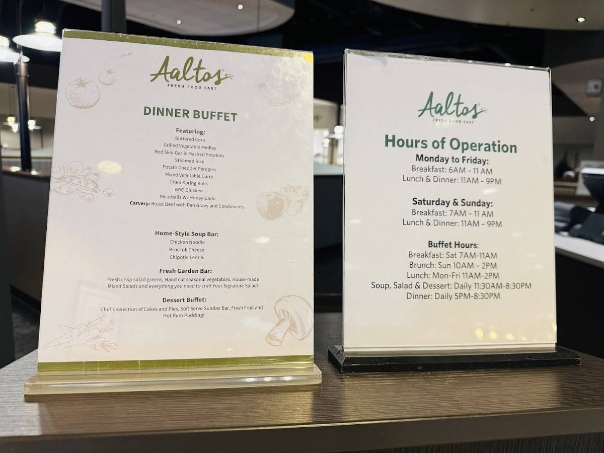 Menu at Aaltos Club Regent, Winnipeg, Regent Ave W