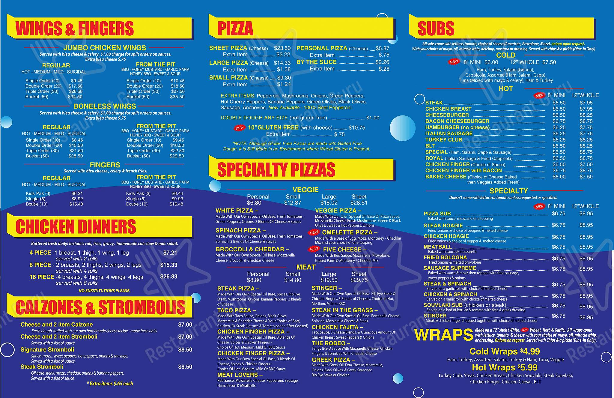 Menu at PaPa's Pizza Oven Abbott pizzeria, Buffalo, Abbott Rd