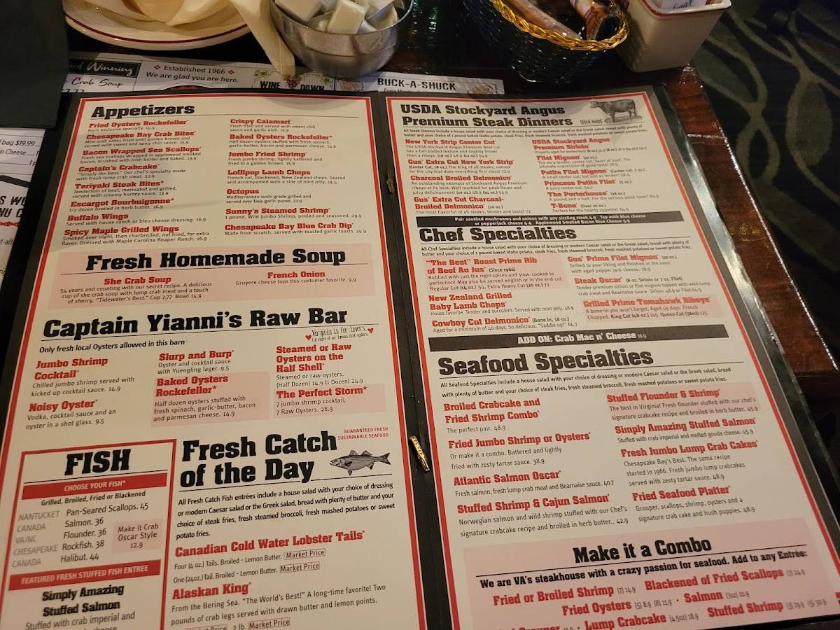 Menu at Aberdeen Barn Steakhouse, Virginia Beach