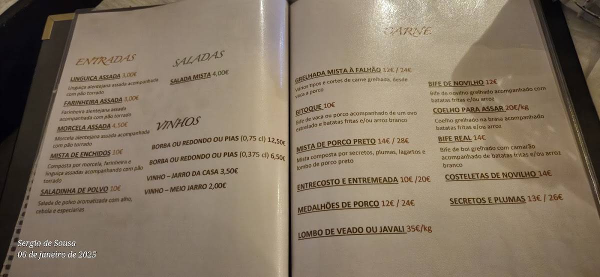 Menu em Adega do Falhão restaurante, São Domingos de Rana