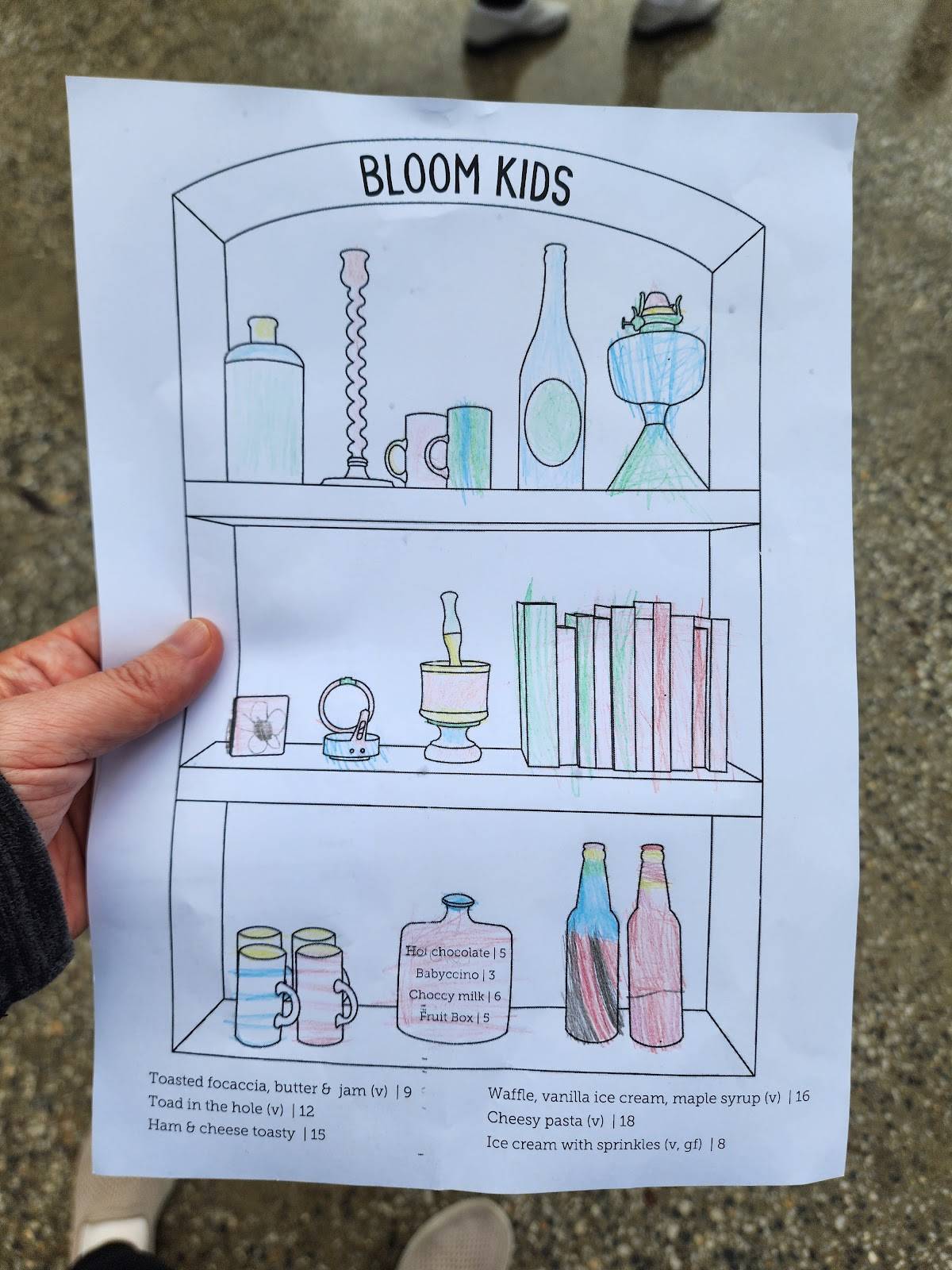 Menu at Bloom cafe, Thebarton