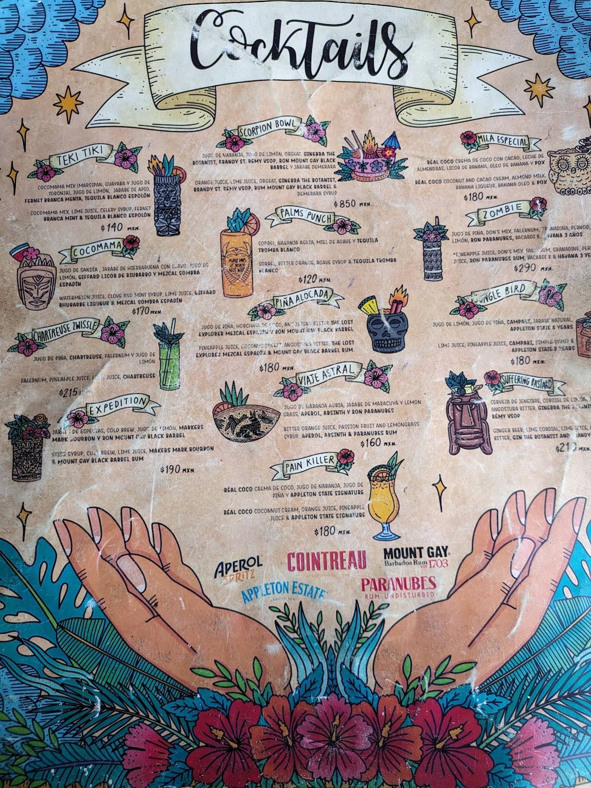 Carta de Agave cocktail bar, Cozumel, Av. Lic. Benito Juárez Rafael E ...