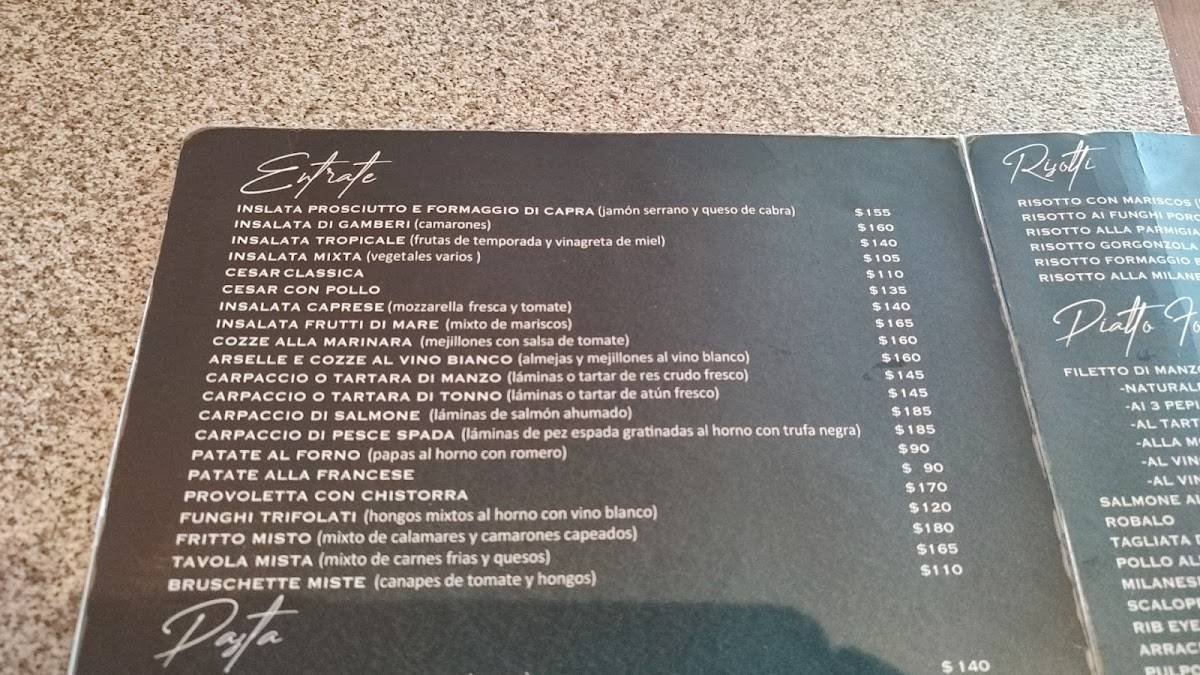 Carta del restaurante Osteria Italiana Las Américas (grupo San Pancho ...