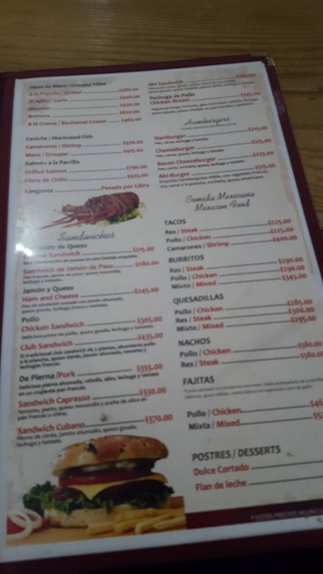 Carta de Ahí-Bar Café & Grill, Santiago De Los Caballeros
