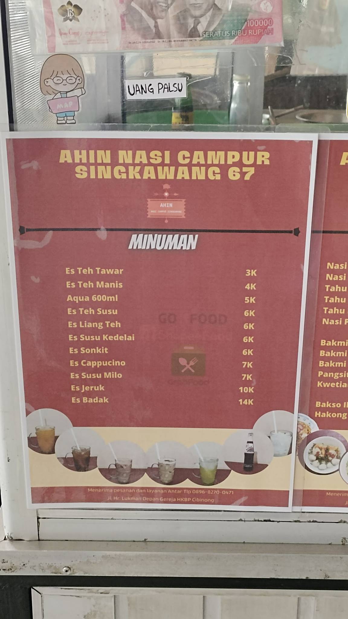Menu at Ahin Nasi Campur Singkawang, Cab cibinong restaurant, Indonesia