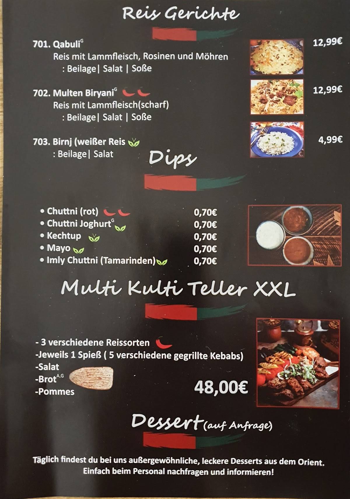 Speisekarte von Ahmads Grill Kebab restaurant, Kassel