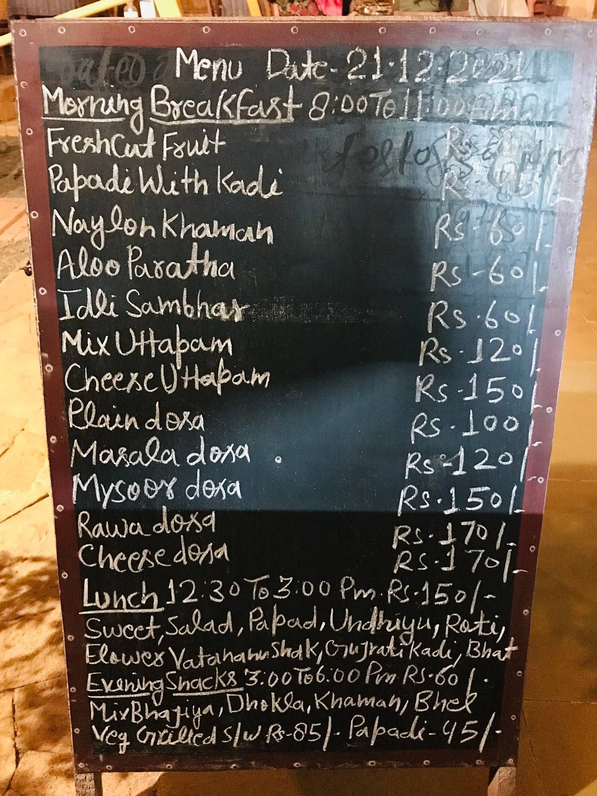 Menu at Kamla, Ahmedabad, 2GV9+M34