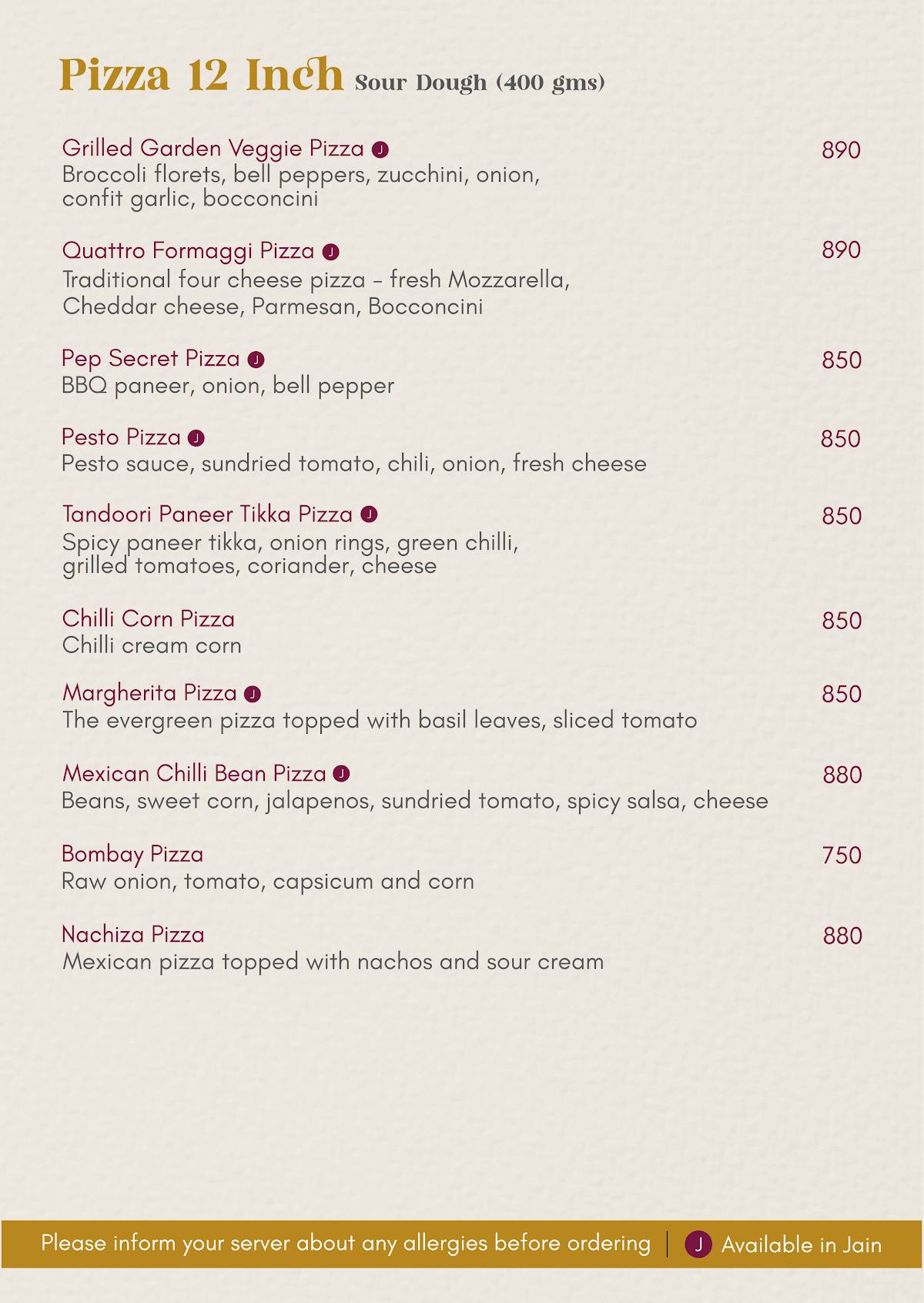 Menu at Pep House, Ahmedabad