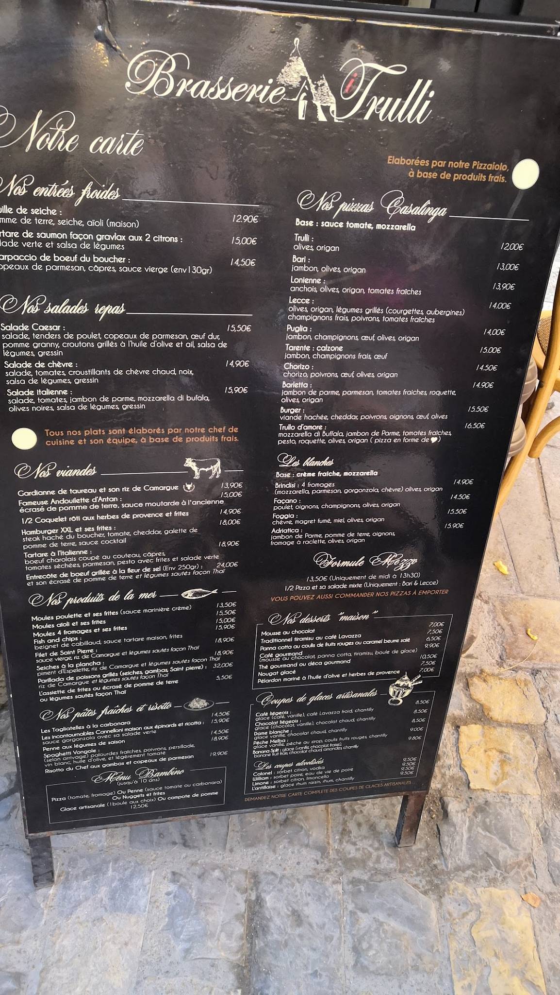 Menu au Brasserie i Trulli pizzeria, Aigues-Mortes