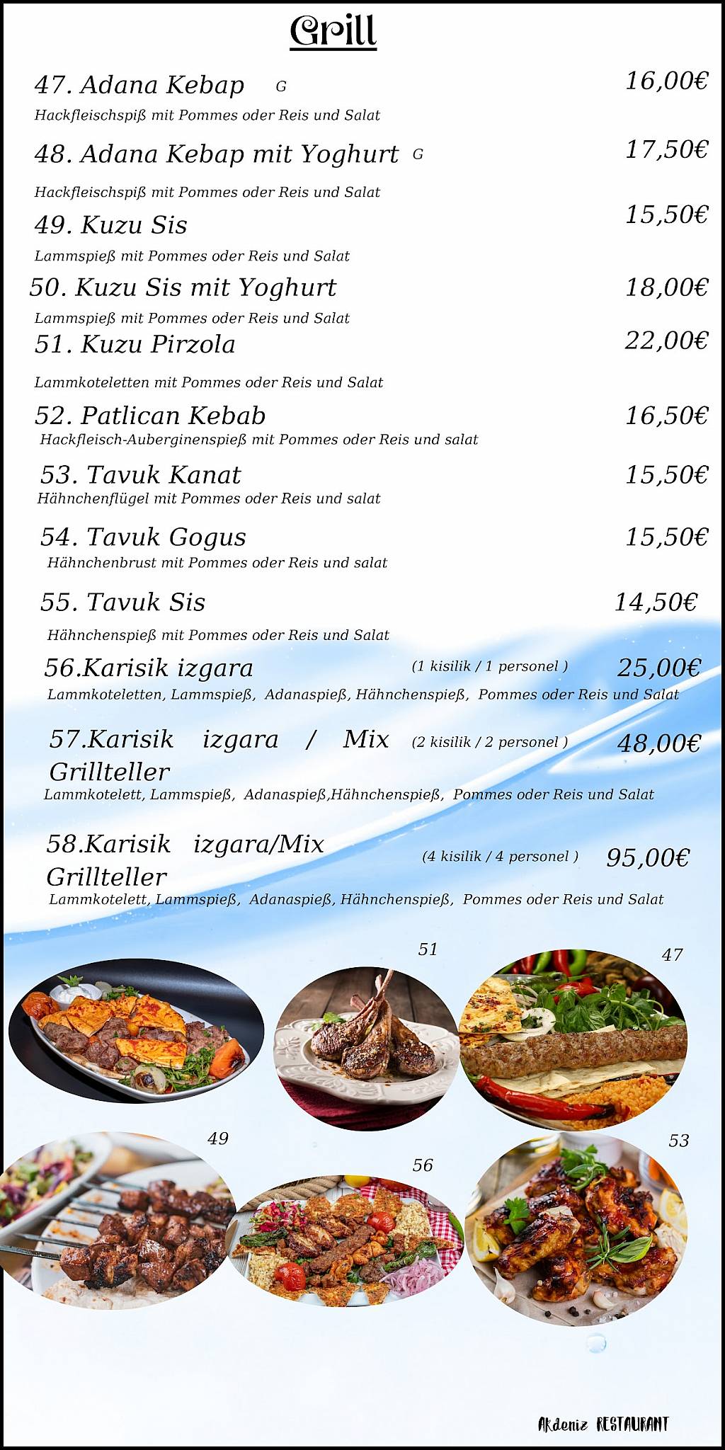 Speisekarte von Akdeniz Restaurant, Seligenstadt