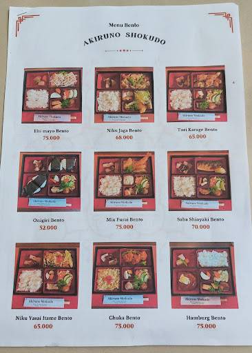 Menu at Akiruno Shokudo restaurant, Bekasi Regency