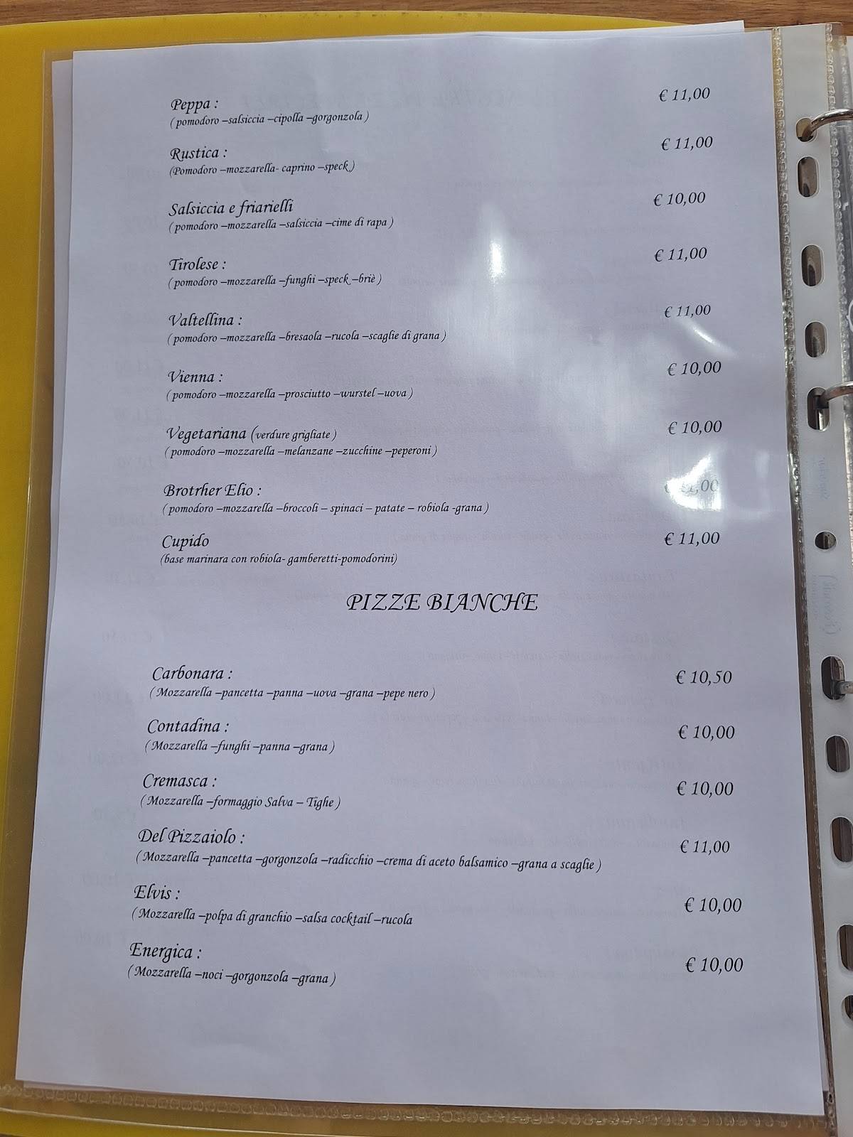 Menu at Al Castel restaurant, Ricengo