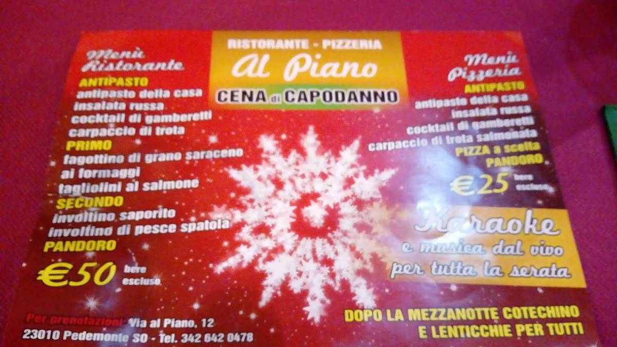 Menu da Pizzeria Al Piano, Berbenno di Valtellina