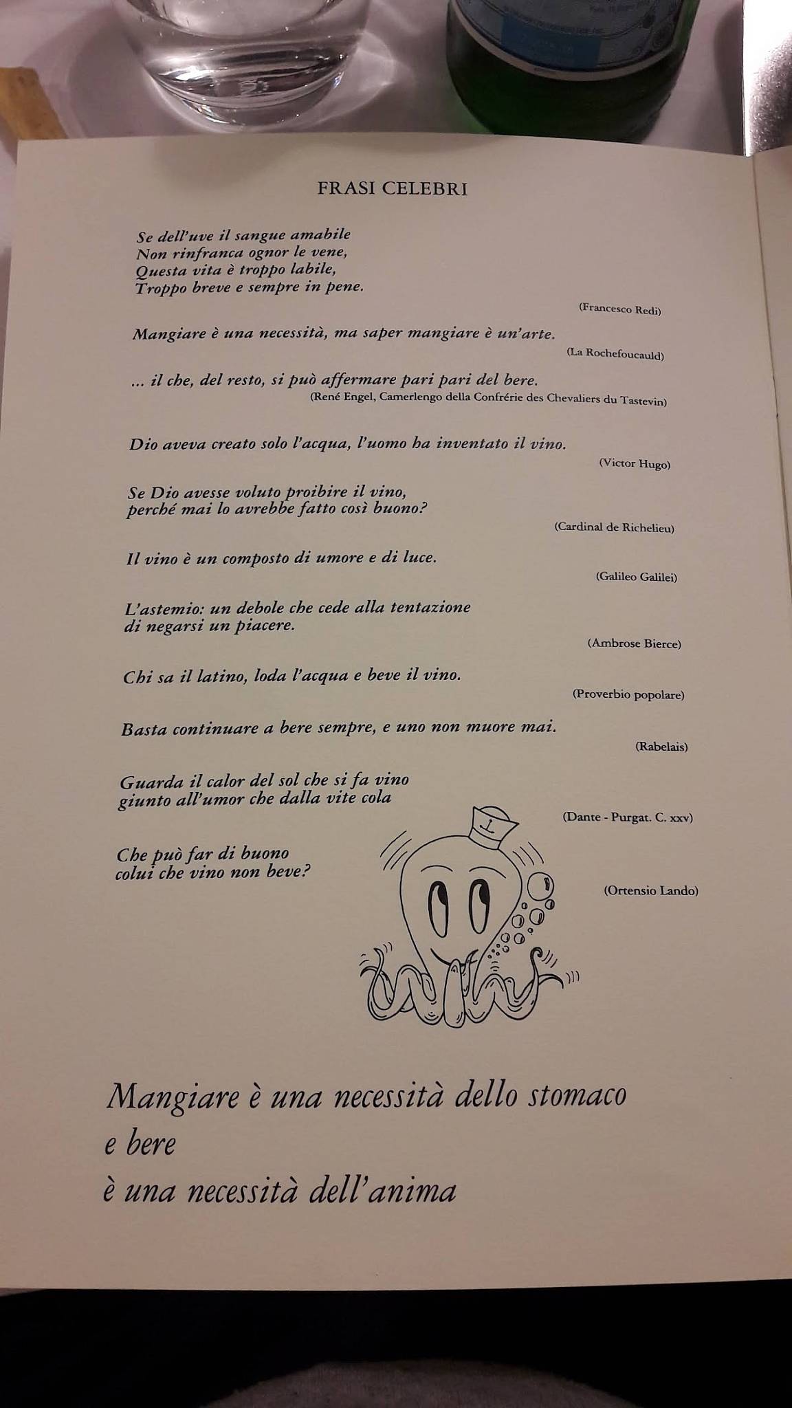 Menu da Al Porto ristorante, Milano