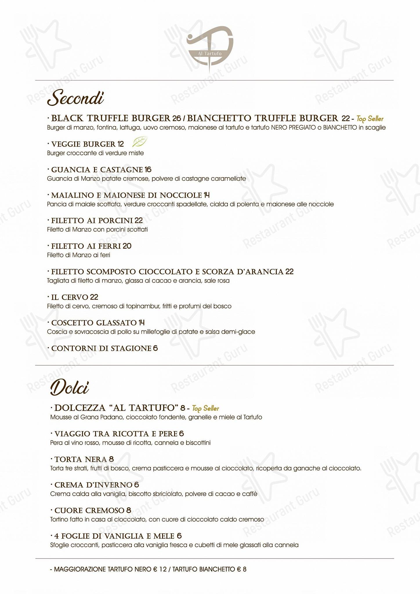 Menu da Ristorante Al Tartufo, Perugia