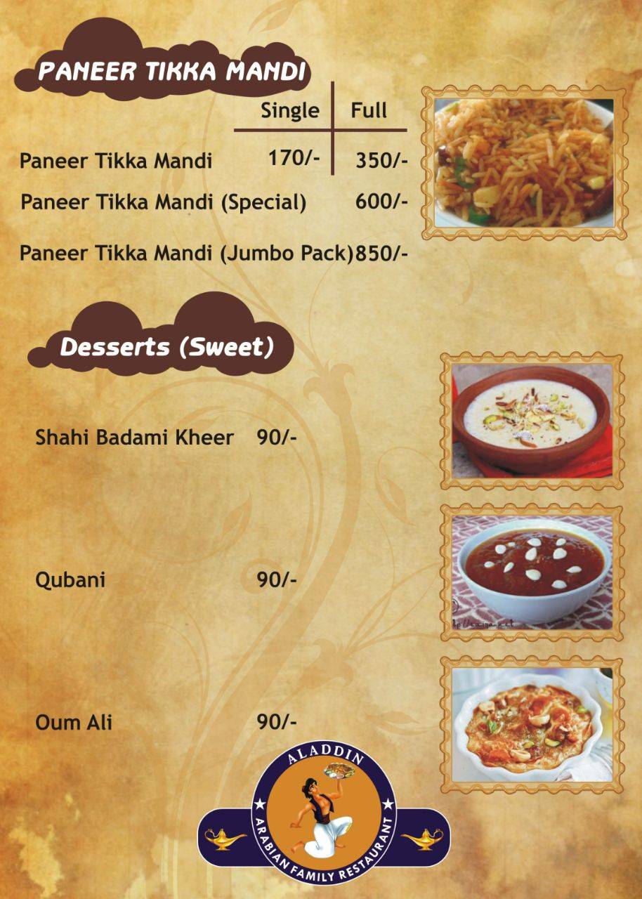 Menu at Aladdin Arabian Family Restaurant, Hyderabad