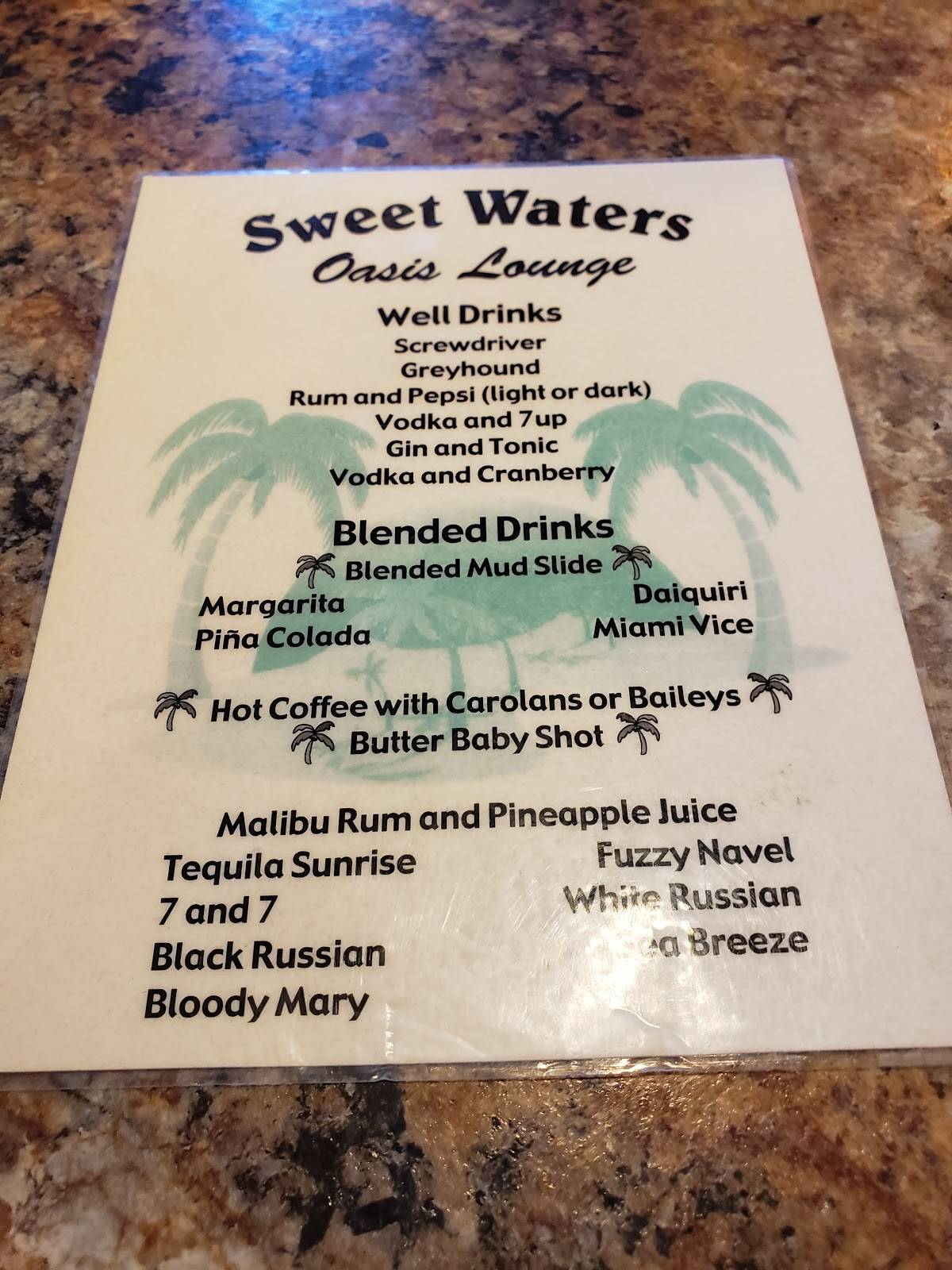 Menu at Sweet Waters Family Restaurant & Oasis Lounge, Albany
