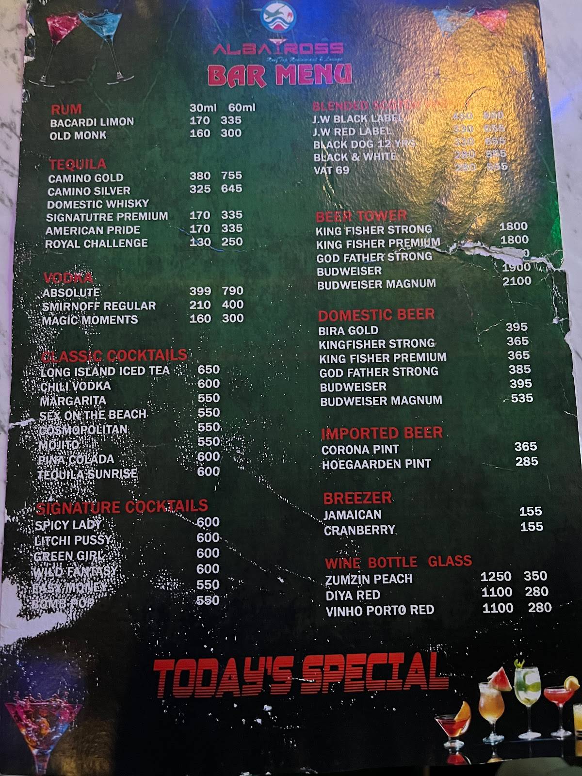 Menu at Albatross Rooftop Restaurant & Lounge, Tezpur
