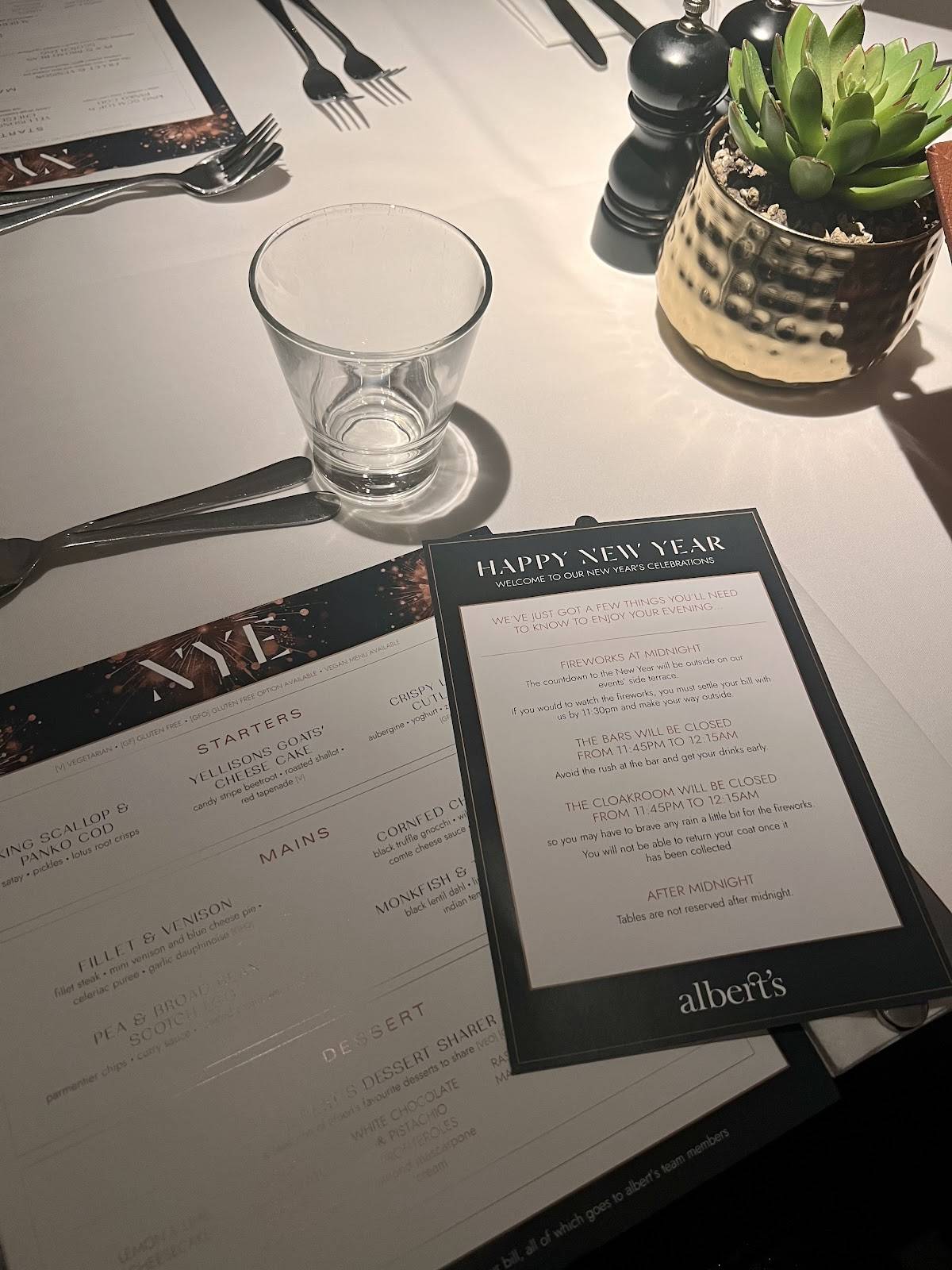 Menu at Albert's Standish restaurant, Wigan