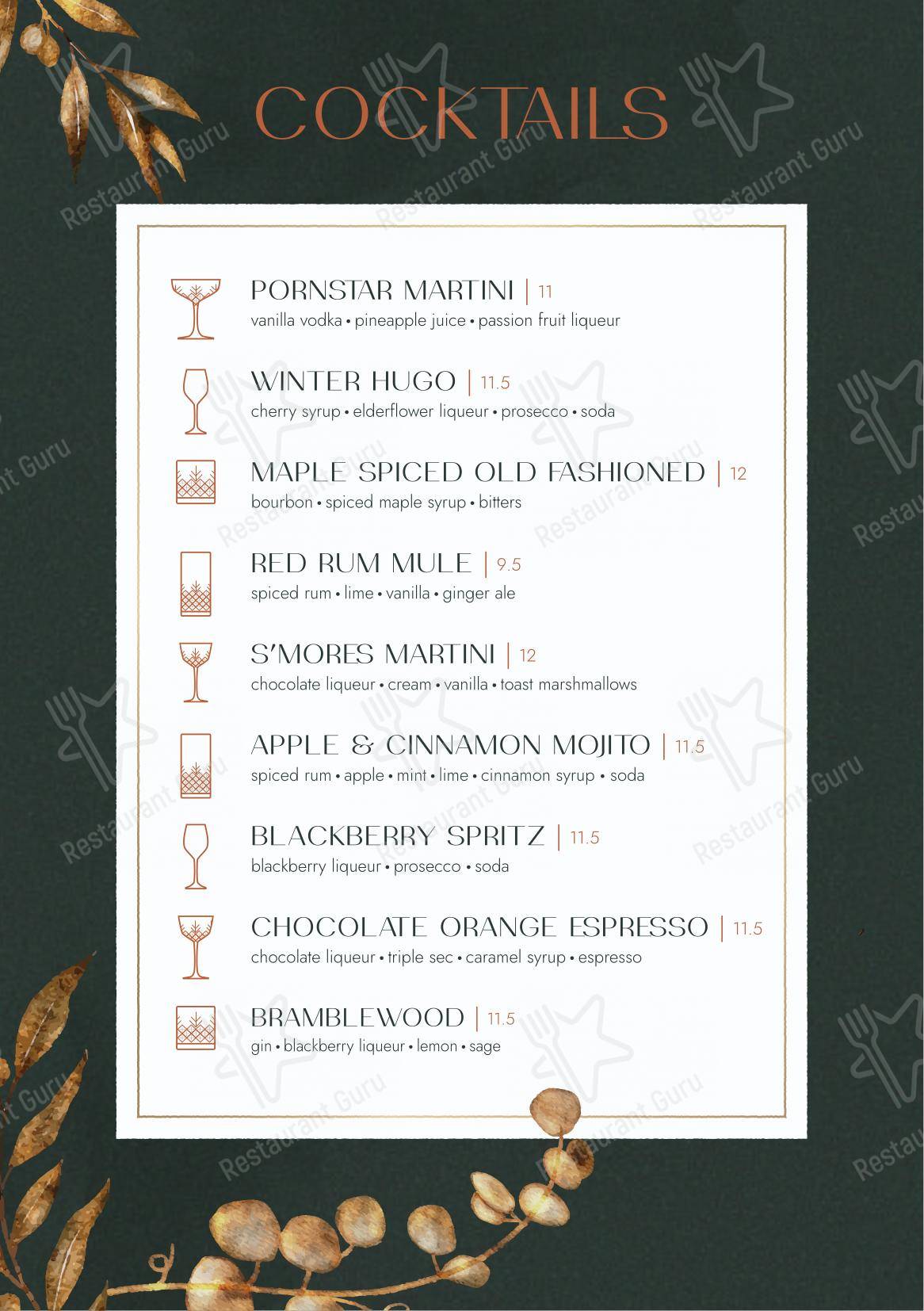 Menu at Albert's Standish restaurant, Wigan