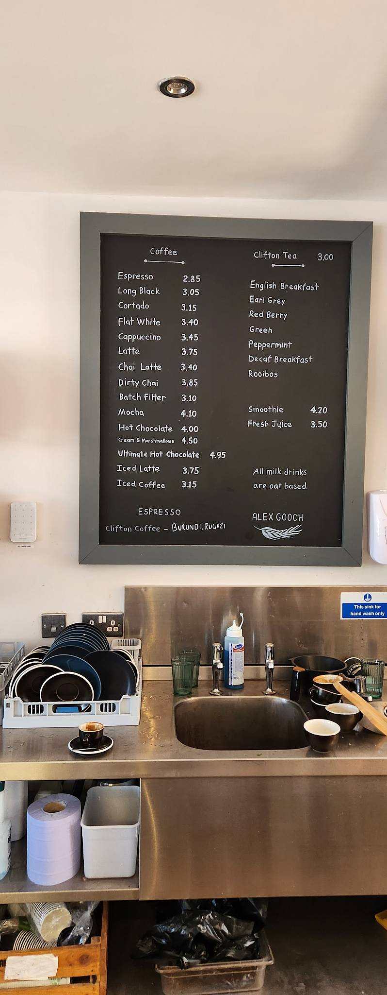 Menu at Alex Gooch Bakery, Cardiff