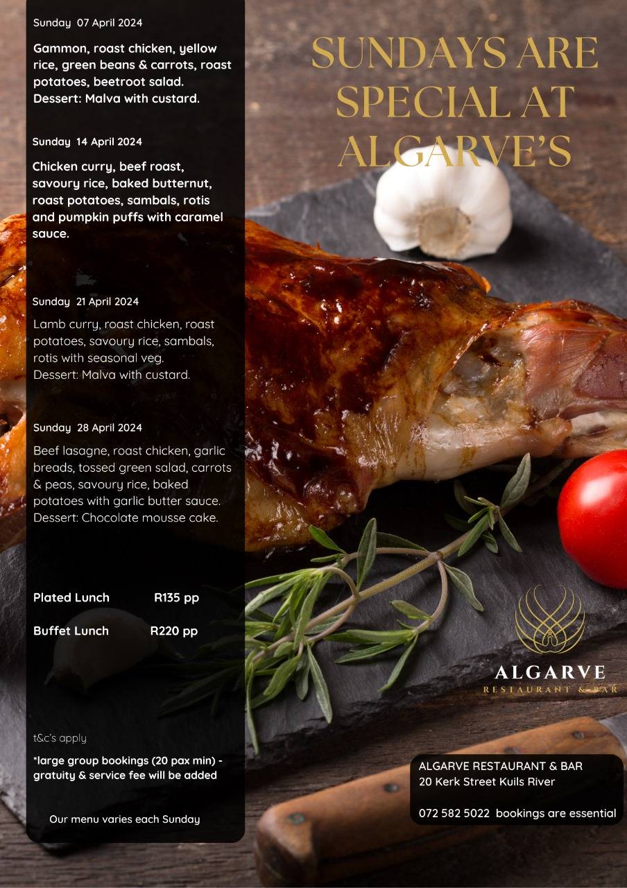Menu at Algarve Restaurant & Bar, Cape Town