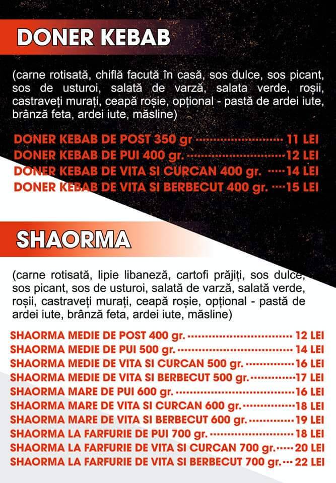 Menu at Alibaba Kebab&Pizza, Caracal