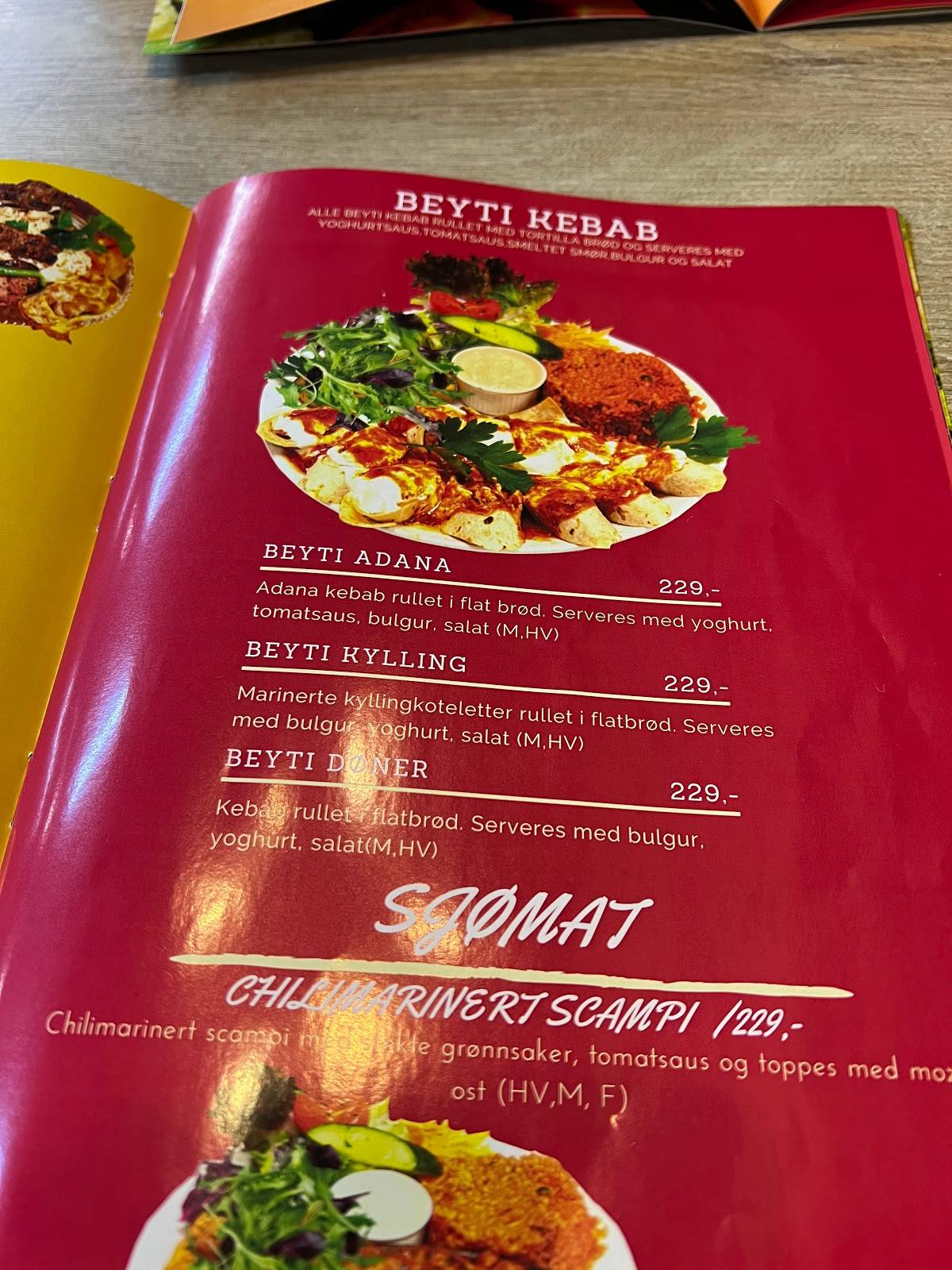 Menu at Alibaba Turkish Grill & Steak restaurant, Oslo