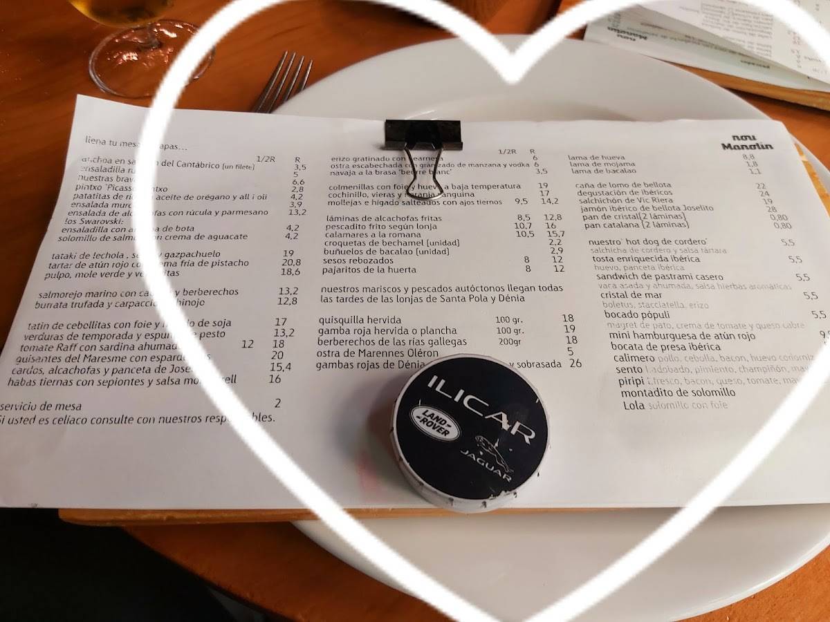 Carta del restaurante Nou Manolín, Alicante, Calle Villegas