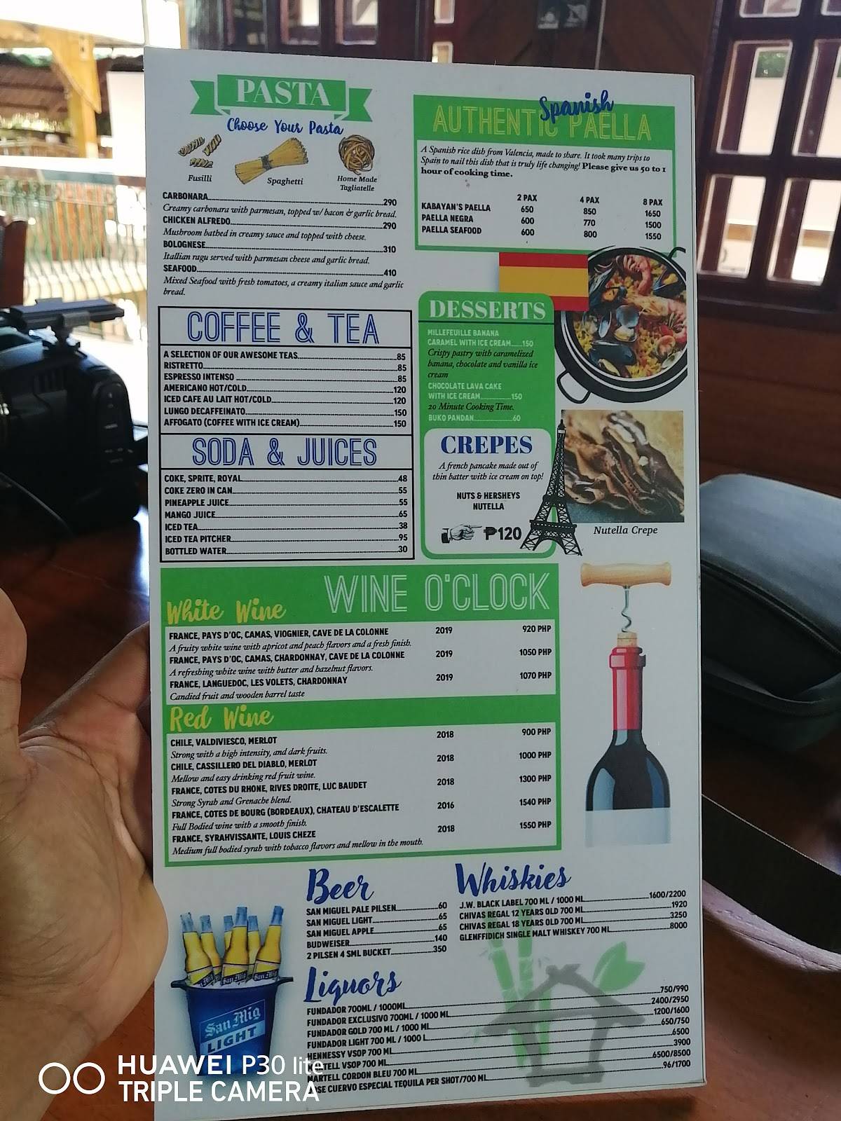 Menu at Aling Luring's restaurant, Cauayan City