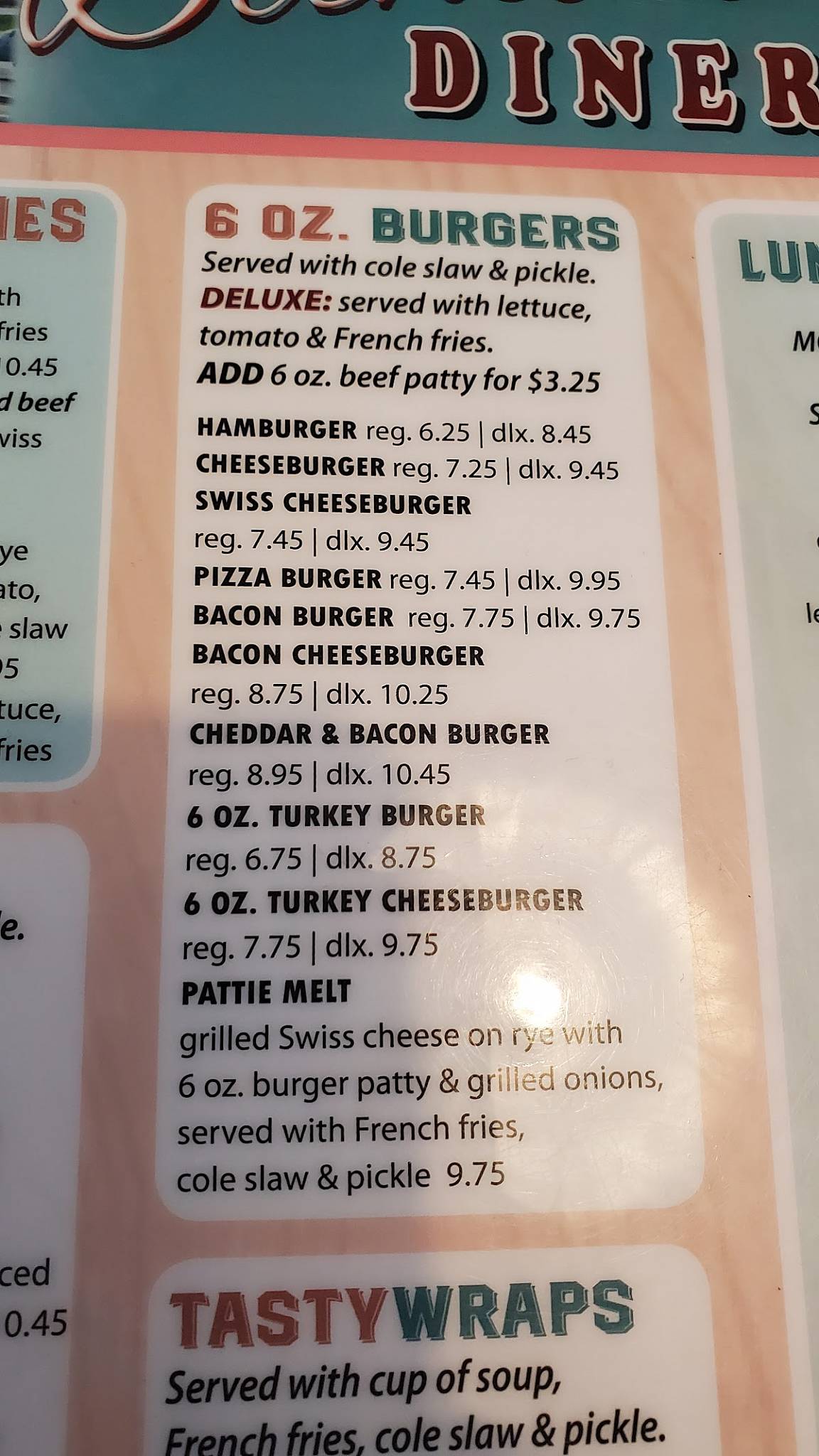 Menu at Bethlehem Diner restaurant, Allentown