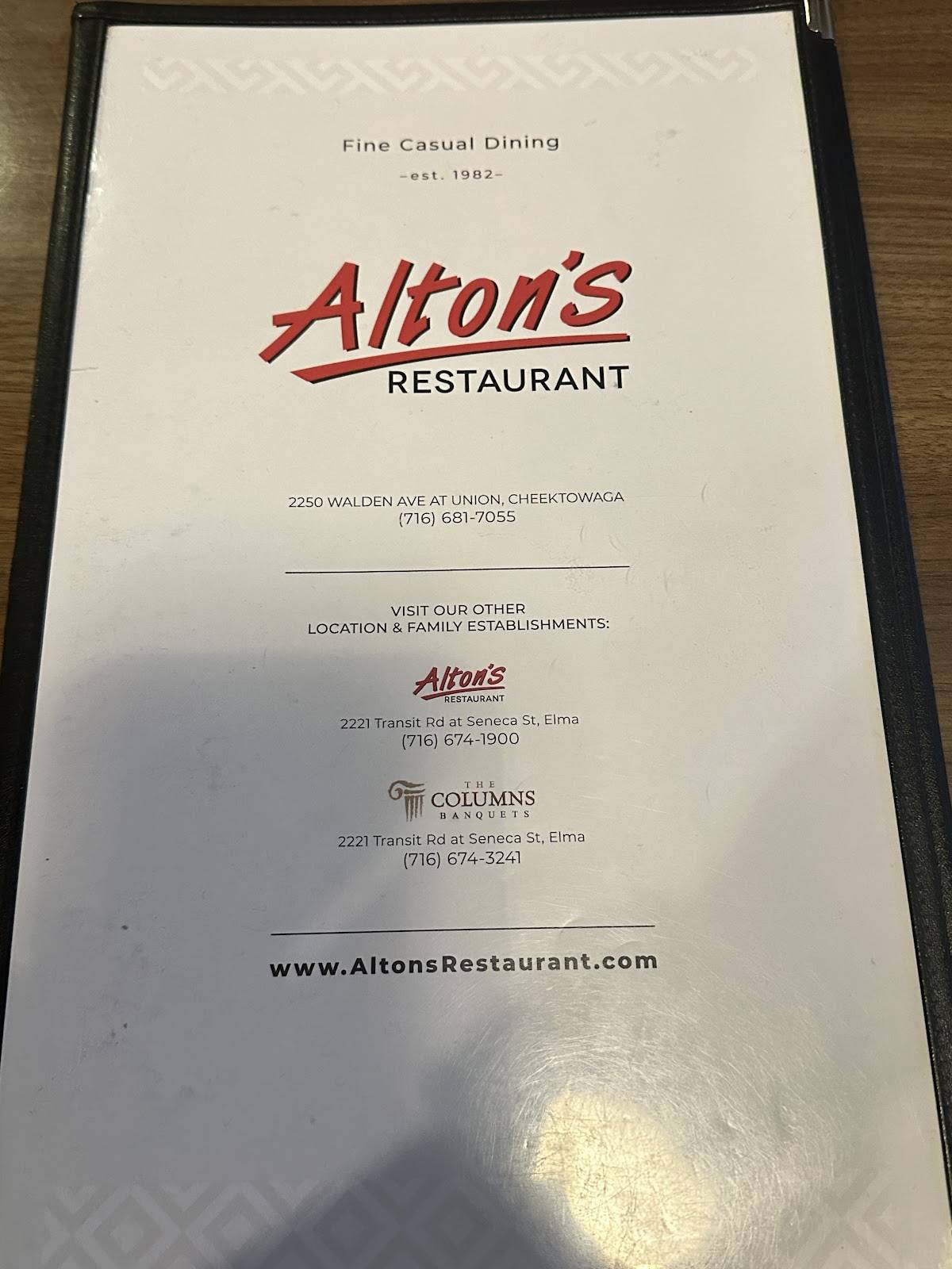 Menu at Alton's Restaurant - Cheektowaga, Cheektowaga, Walden Ave