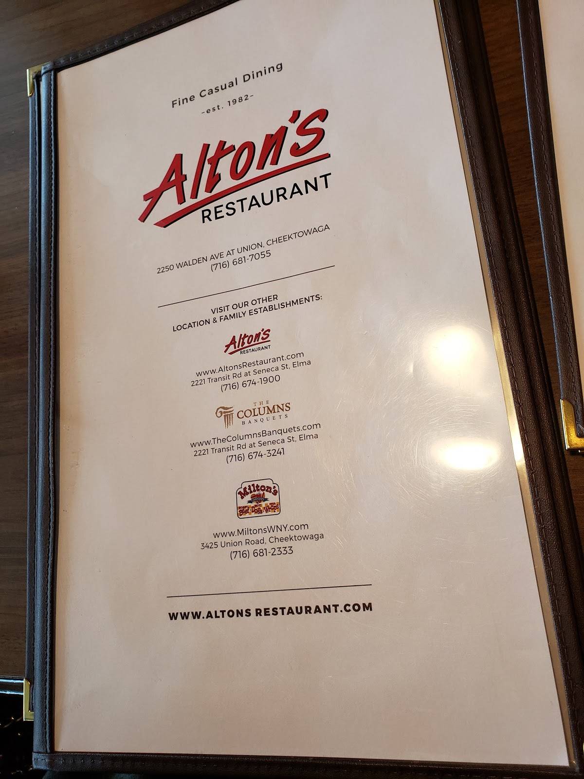 Menu at Alton's Restaurant - Cheektowaga, Buffalo, Walden Ave