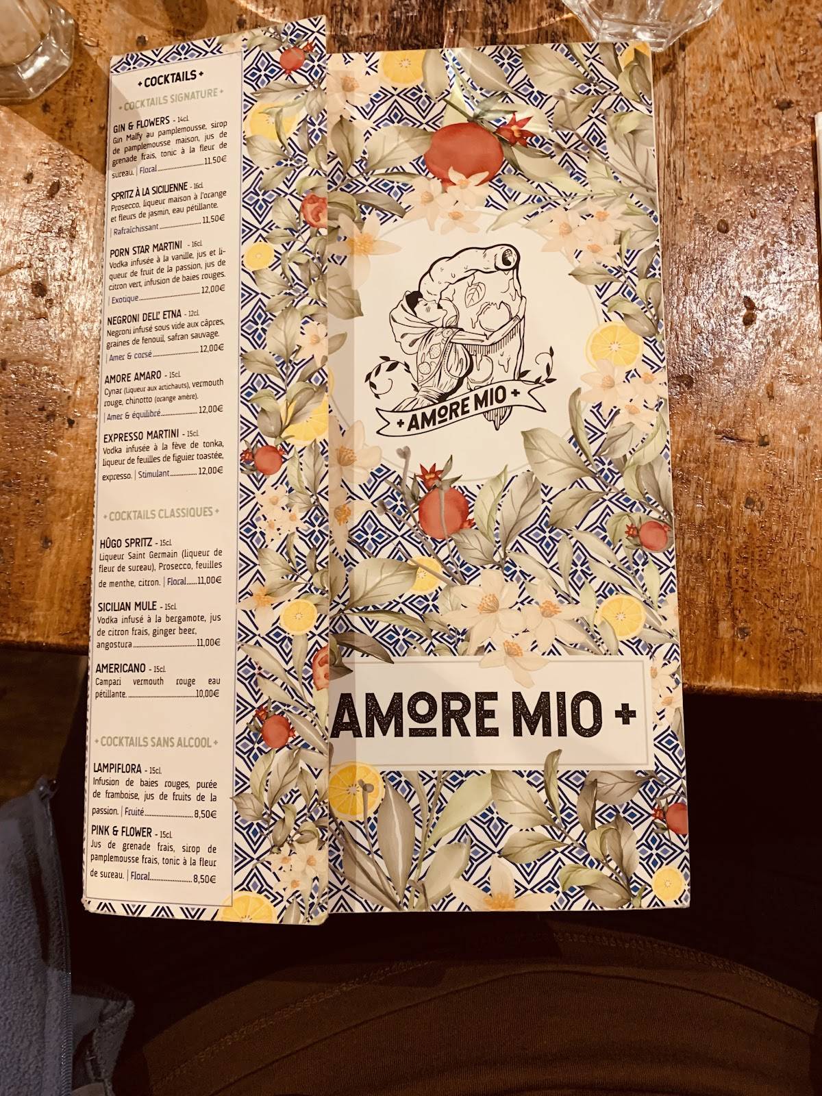 Menu at Amore Mio restaurant, Paris, 31 bis Rue Louis Blanc