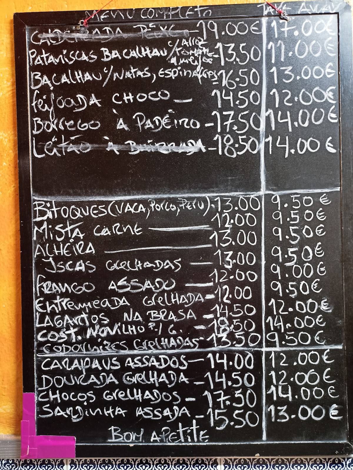 Menu at Âncora restaurant, Alcochete