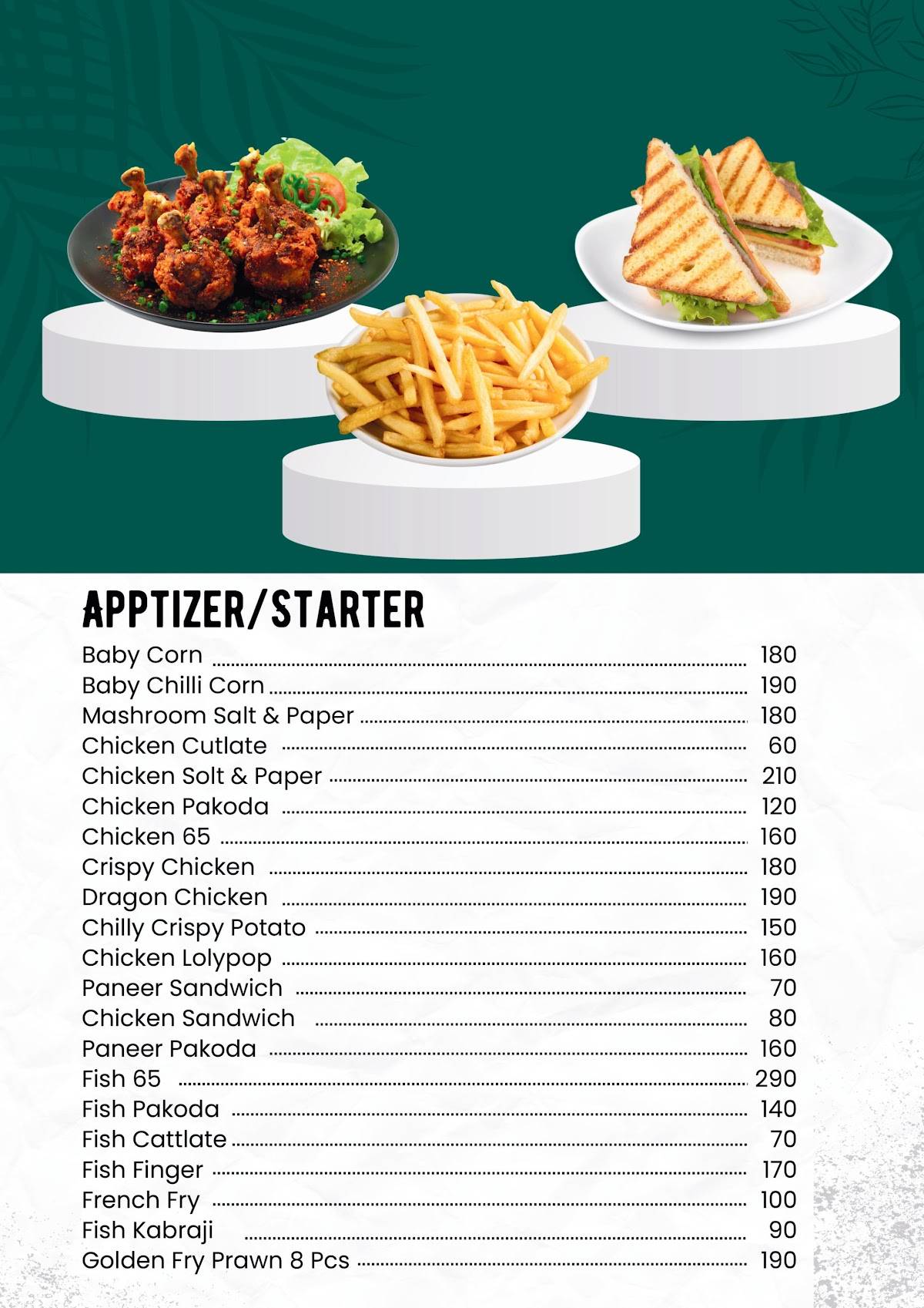 Menu at The Curve cafeteria and Restro Andal, Andal