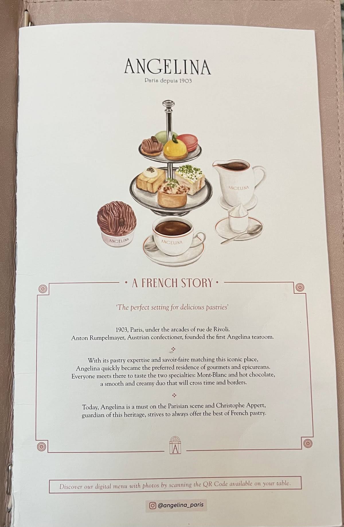 Menu at Angelina restaurant, Paris, 226 Rue de Rivoli