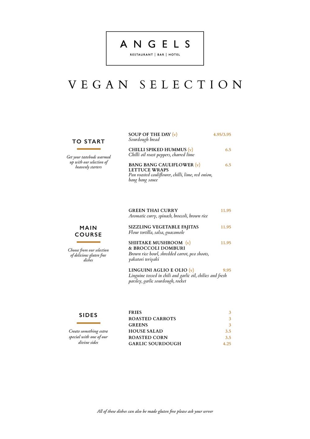 Menu at Angels Hotel Bar & Restaurant, Glasgow