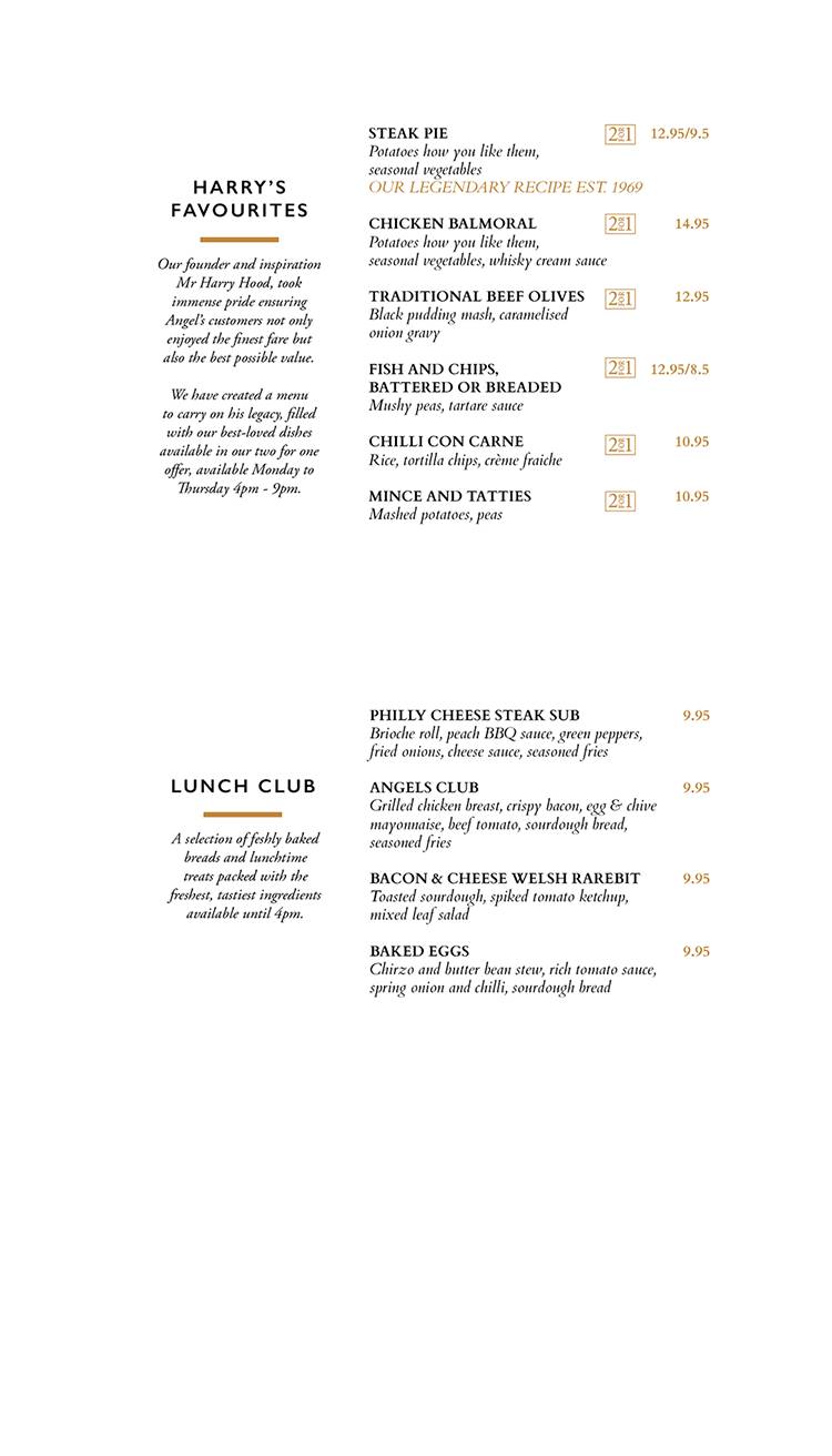 Menu at Angels Hotel Bar & Restaurant, Glasgow