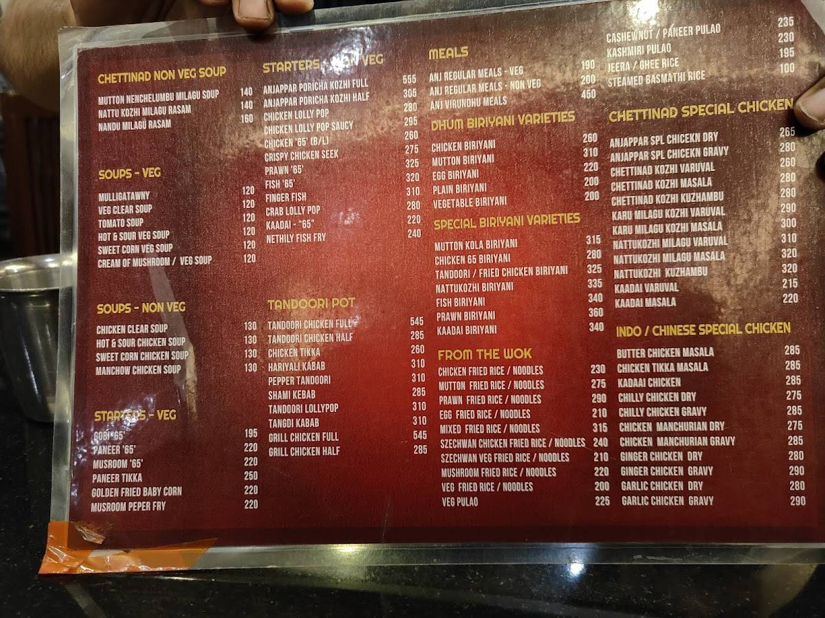 Menu at Anjappar Chettinad Restaurant Guduvanchery, Guduvanchery, 6/1A