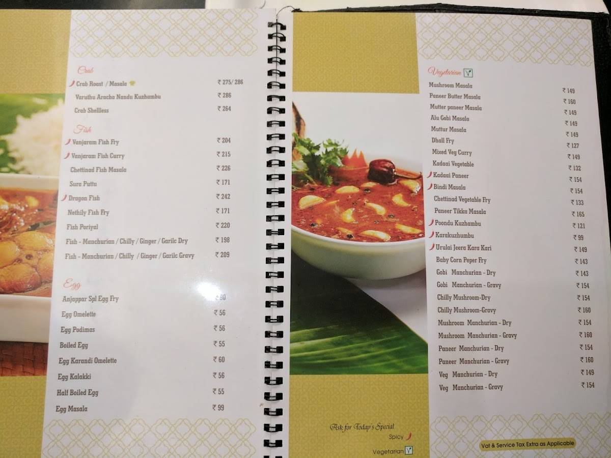 Menu at Anjappar Chettinad Restaurant Guduvanchery, Guduvanchery, 6/1A