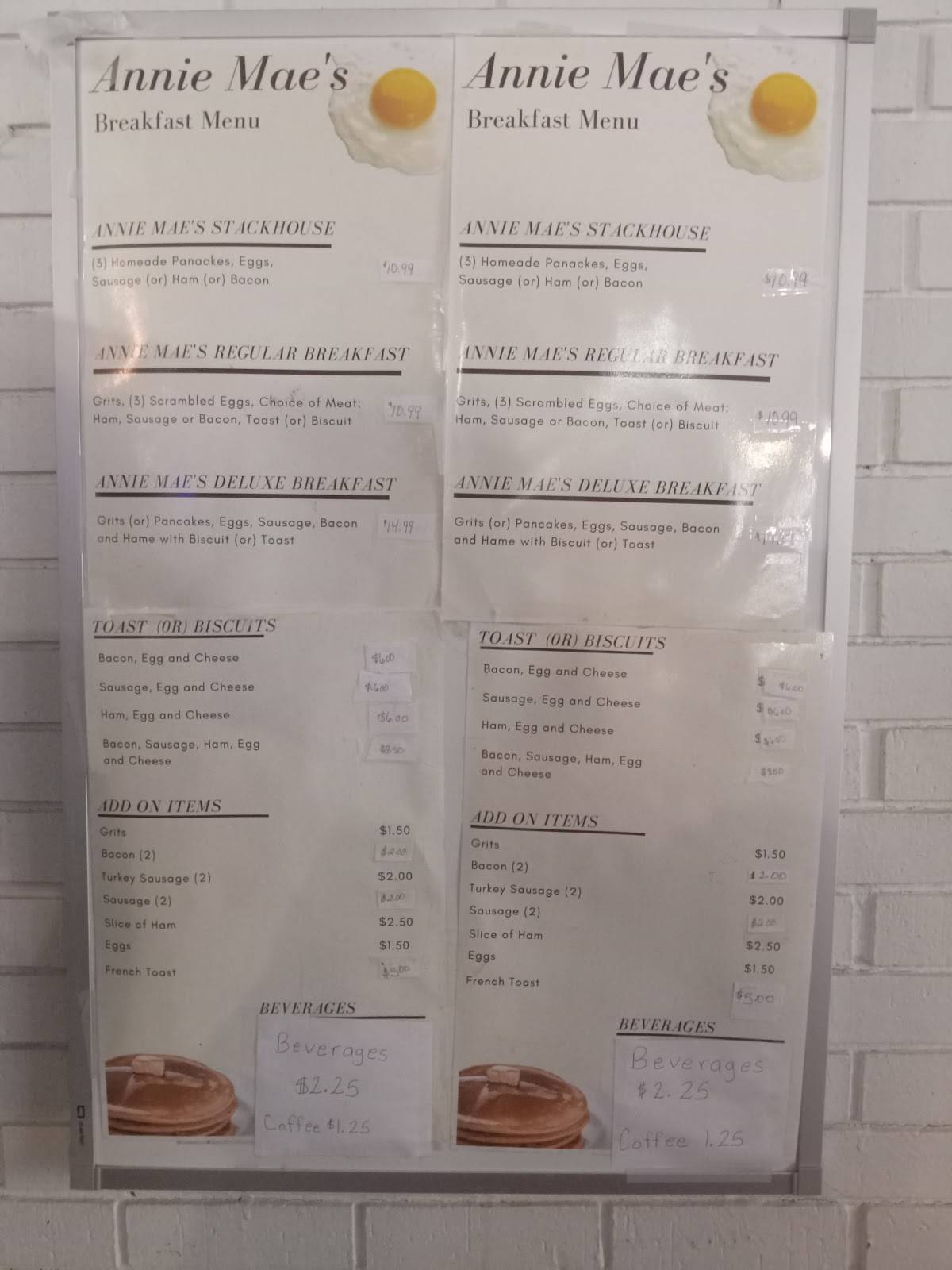 Menu at Annie Mae's Soul Food Restaurant, Franklin, 103 Wilson St