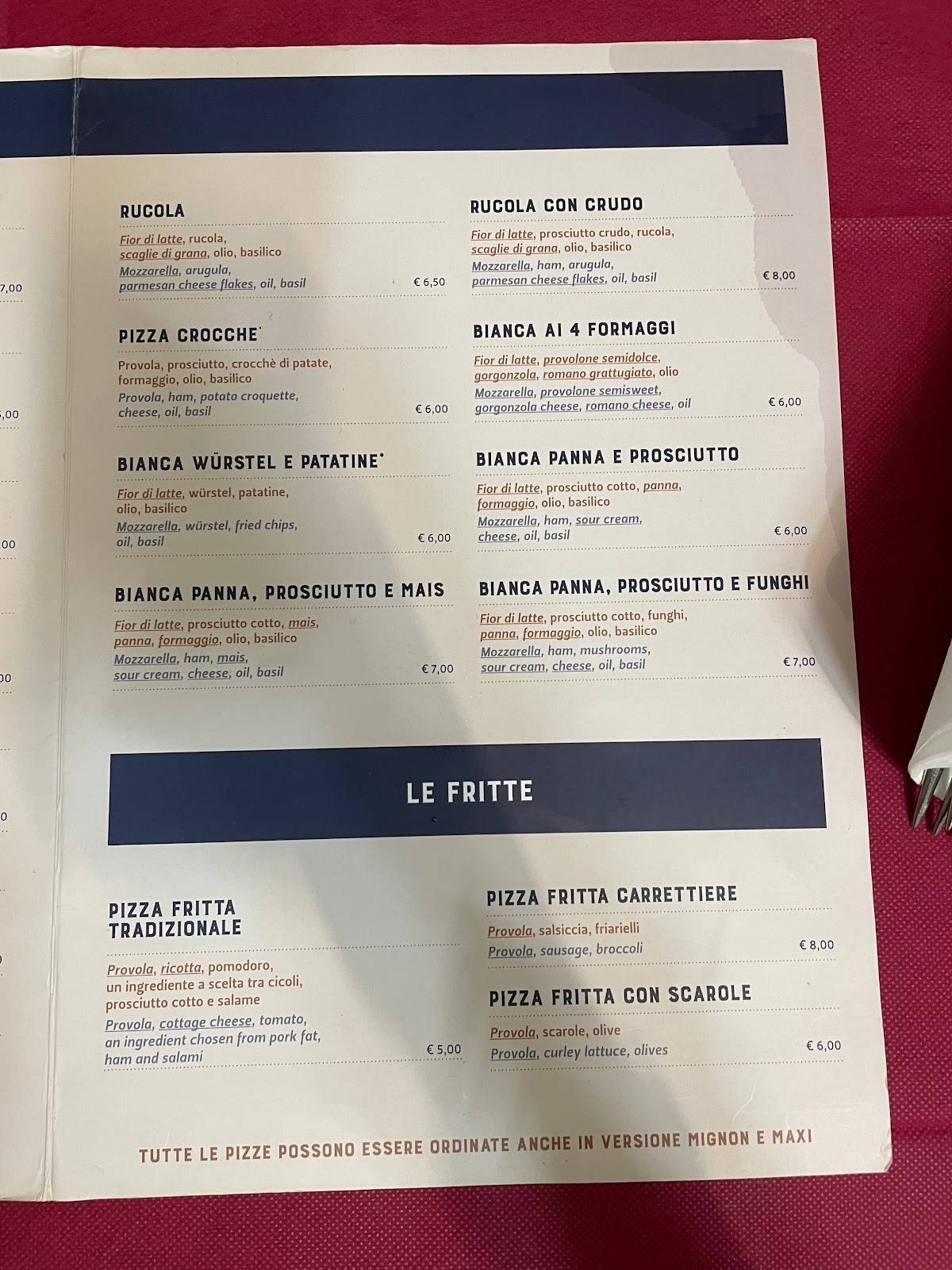 Menu da Antica Pizzeria Di Matteo, Napoli, Via dei Tribunali