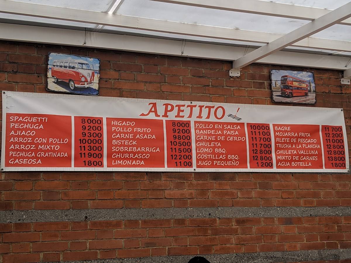 Carta del restaurante Apetito, Bogotá, Cra